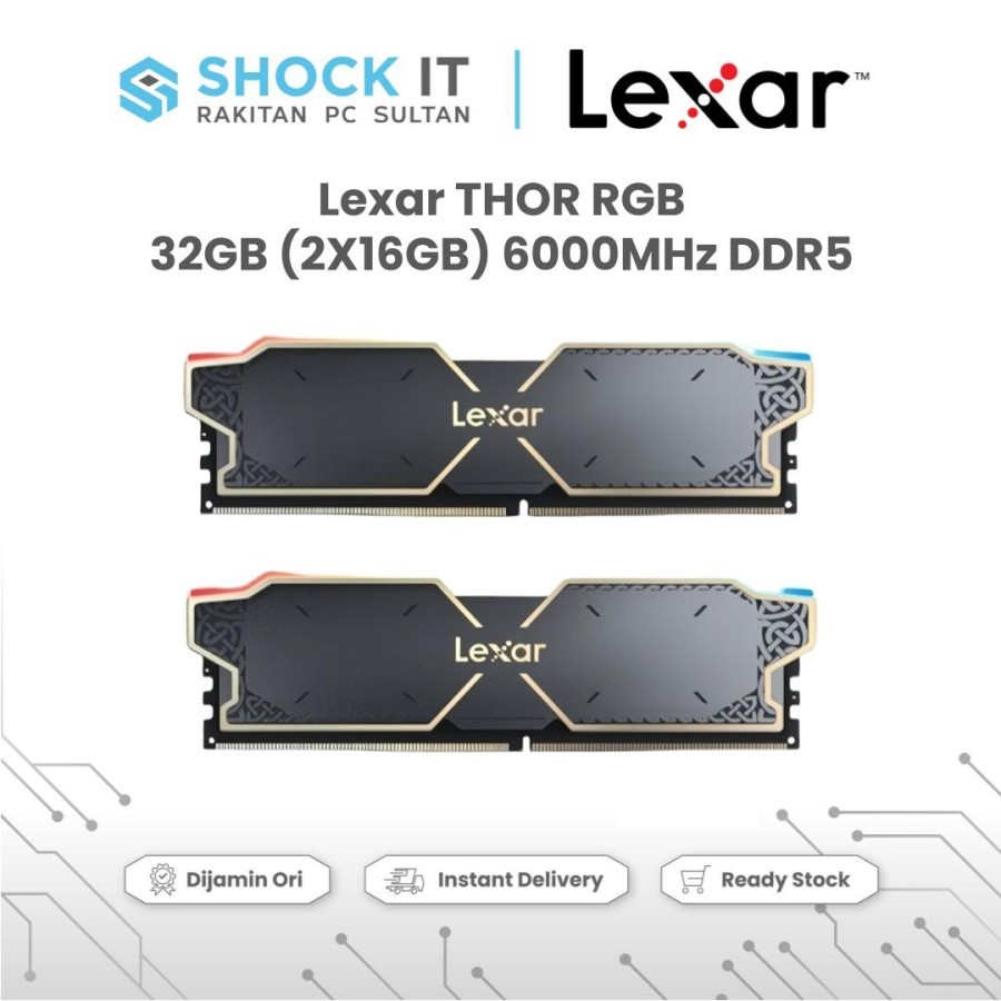 Jual LEXAR THOR RGB DDR5 32GB (2x16GB) 6000Mhz - BLACK | Shopee Indonesia