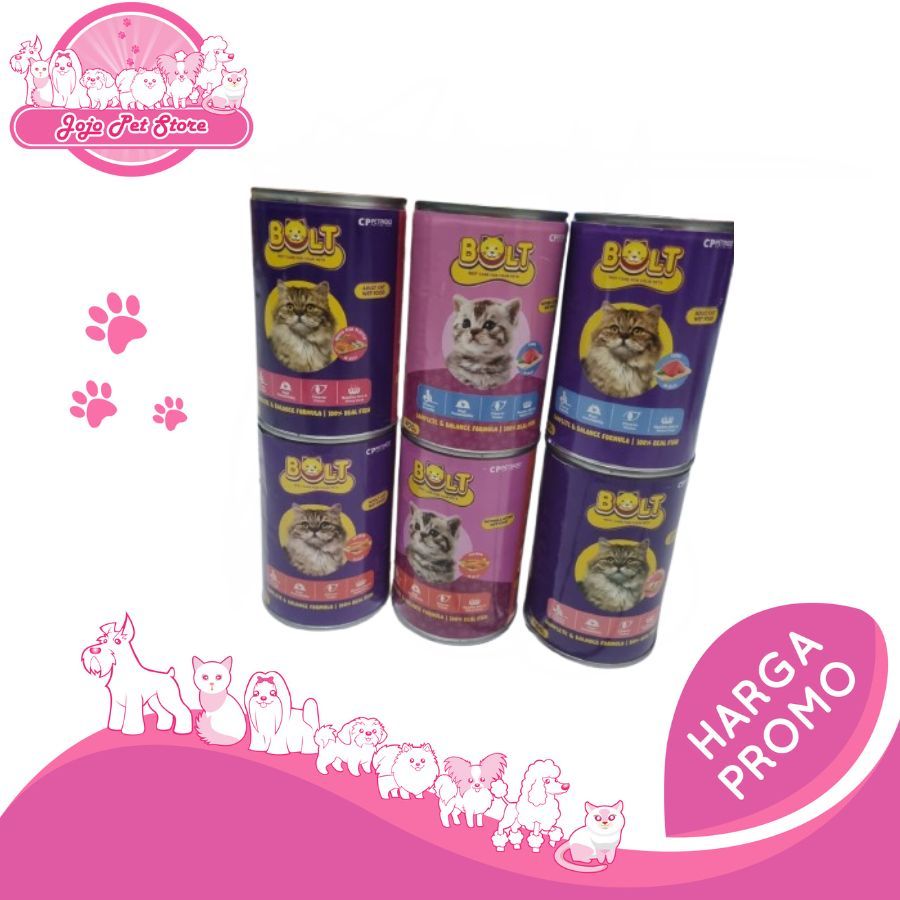 Jual BOLT Cat Kaleng 400gr x 24 PCS Makanan Kucing Basah Bolt Wet Food ...