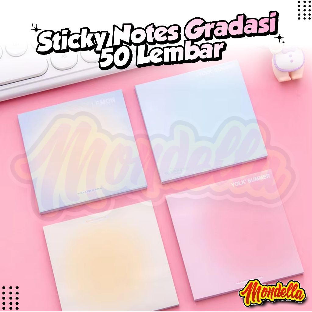 Jual Sticky Notes Gradasi Lucu Polos 50 Lembar Memo Tempel Gradasi ...
