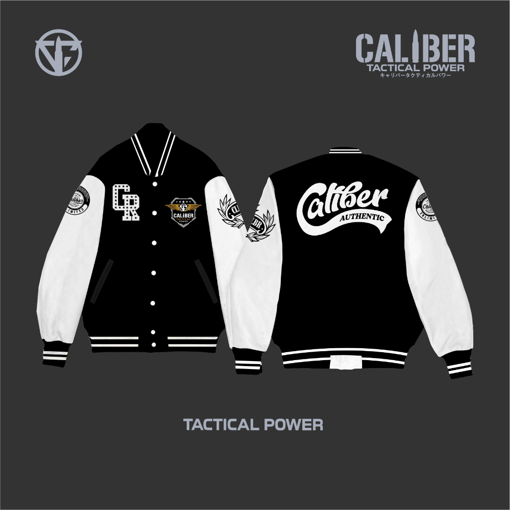 Jual Caliber Authentic Jacket Varsity Black White | Shopee Indonesia
