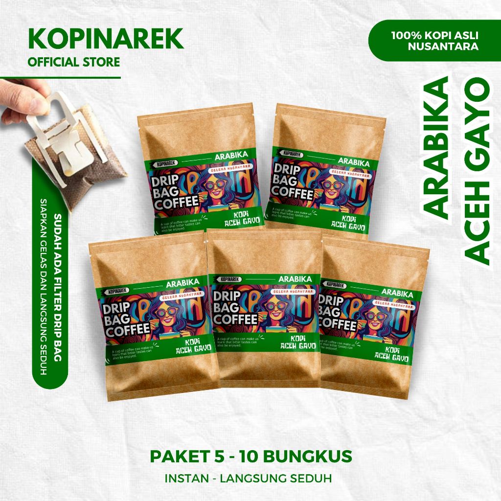 Jual Paket Kopi Dripbag Arabica ACEH GAYO Coffee Drip Bag Sachet Asli ...