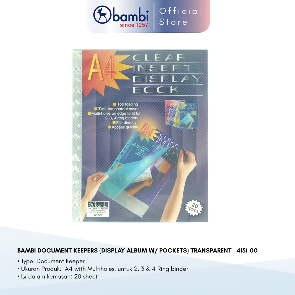 Jual Bambi Dokumen Folder A4 Isi 20 Pocket Tipe Document Pocket Edisi ...