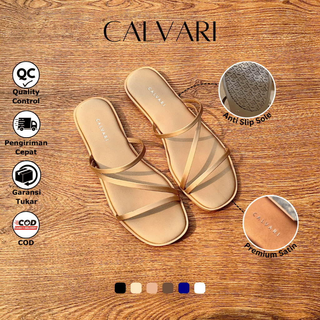Jual CALVARI - DAISY Sandal Wanita Korea Teplek Casual Kekinian Size 36 ...