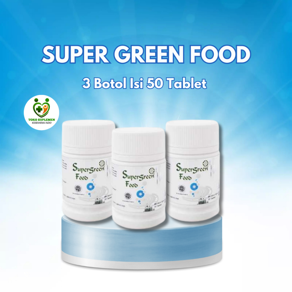 Jual Super green food 3 botol 50 tablet suplemen Multivitamin asam lambung original kk Indonesia ...