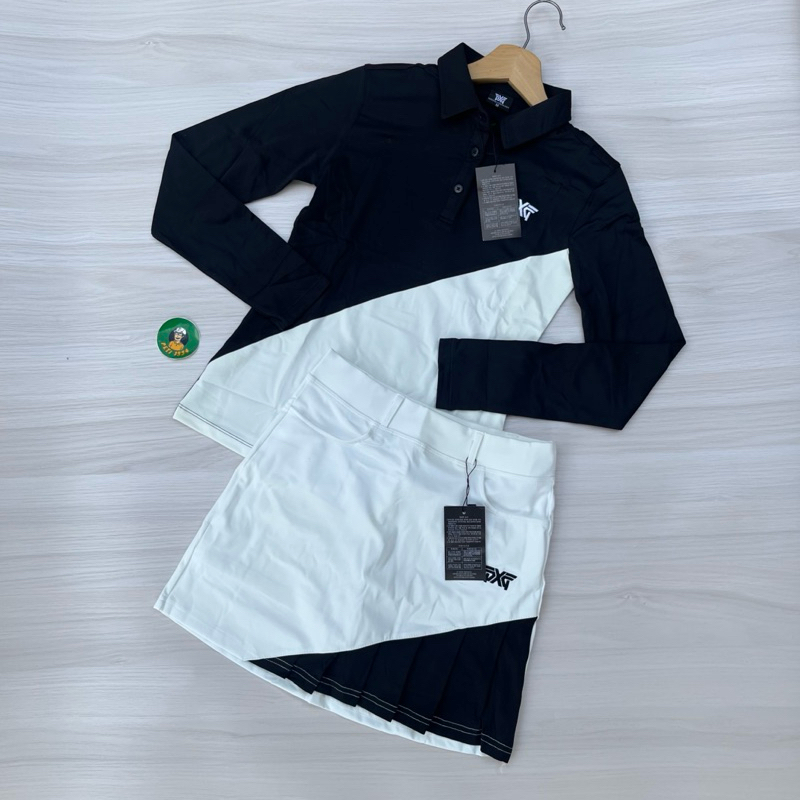Jual BAJU SET WANITA GOLF LENGAN PANJANG WARNA HITAM PUTIH BAHAN ADEM ...
