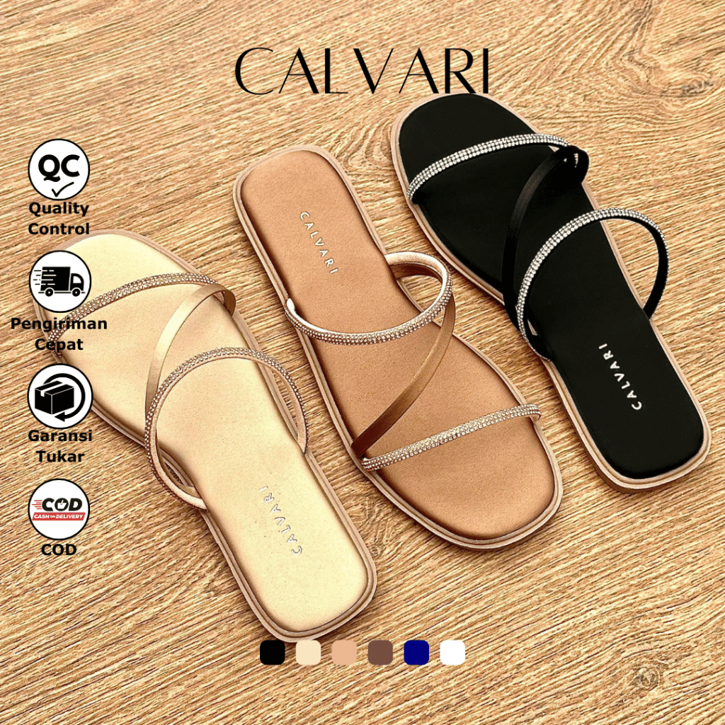 Jual CALVARI - JENNIE Sandal Wanita Korea Teplek Casual Kekinian Size ...
