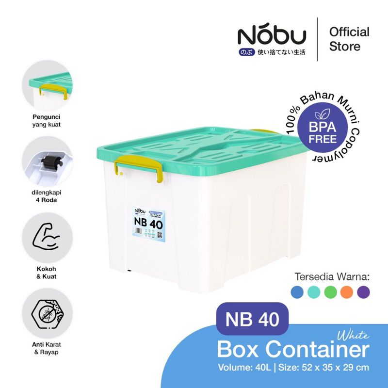 Jual Box Container 40 Liter Putih NOBU Container Box Tempat Penyimpanan ...