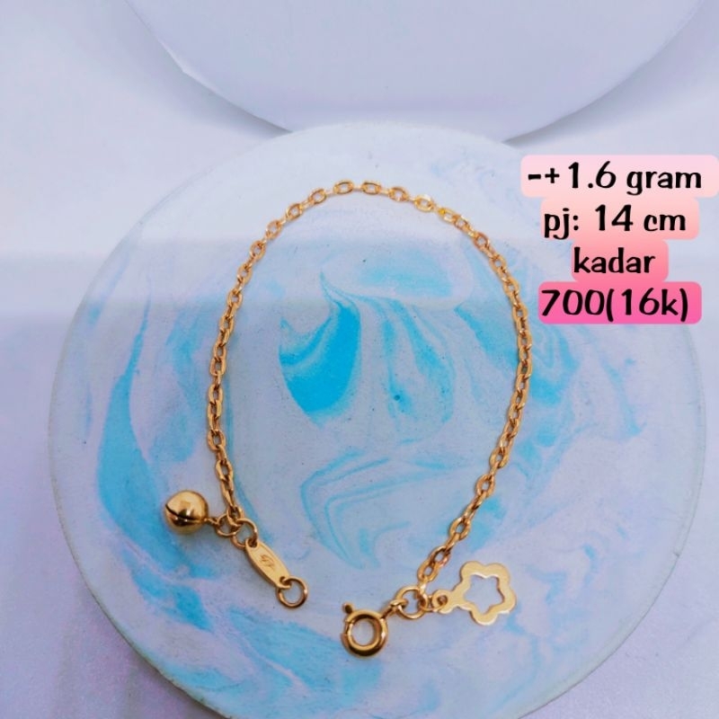 Jual gelang tangan emas anak model rantai norri kelincingan 1 bola 1 ...