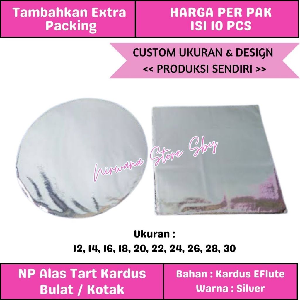 Jual Alas Kue / Tatakan Kue Tart Kardus Uk. 20 / 22 / 24 Bulat / Kotak ...