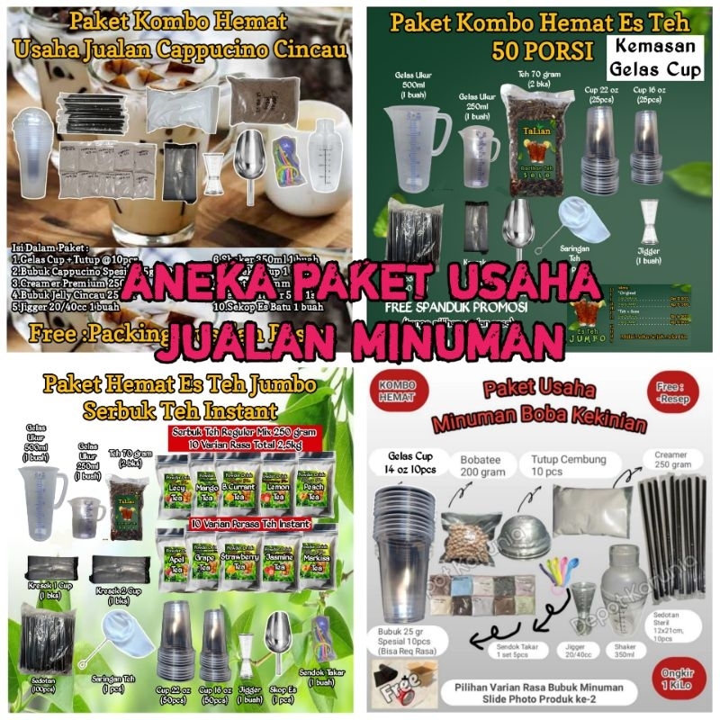 Jual Aneka Paket Jualan Minuman Es Teh Jumbo dan Minuman Boba Paket ...