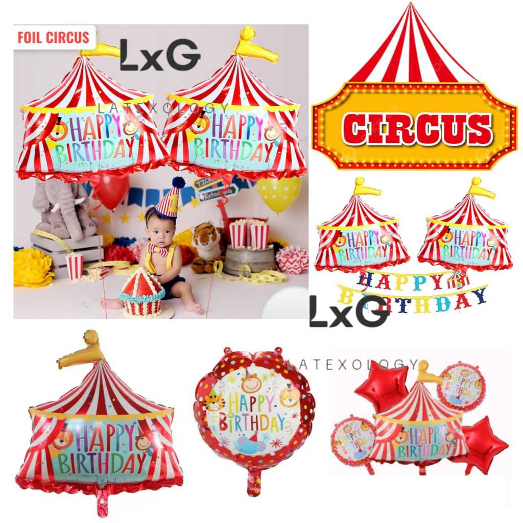 Jual Balon Foil HBD Happy Birthday Animal Circus Stage Hewan Sirkus ...
