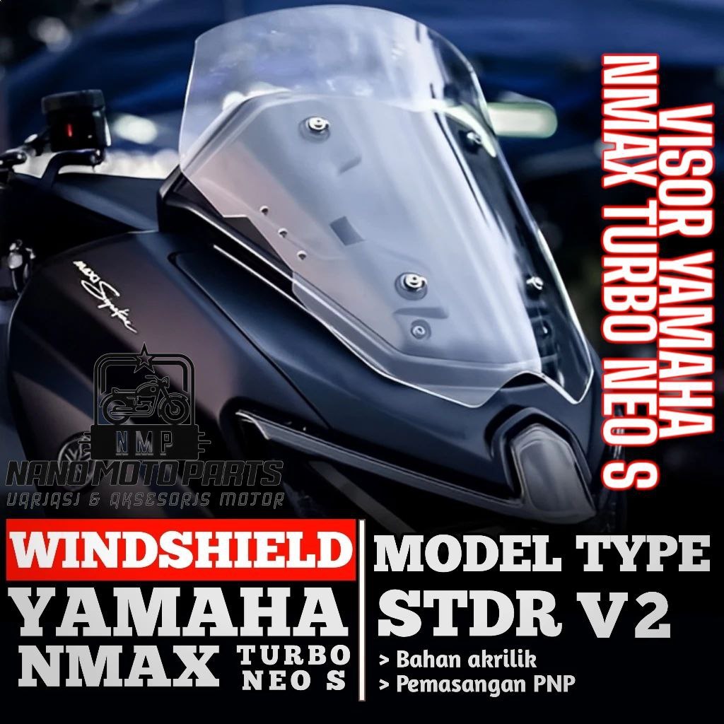 Jual Visor Standar Nmax TURBO CYBORG Model V2 SIRIP NEO S Windshield ...