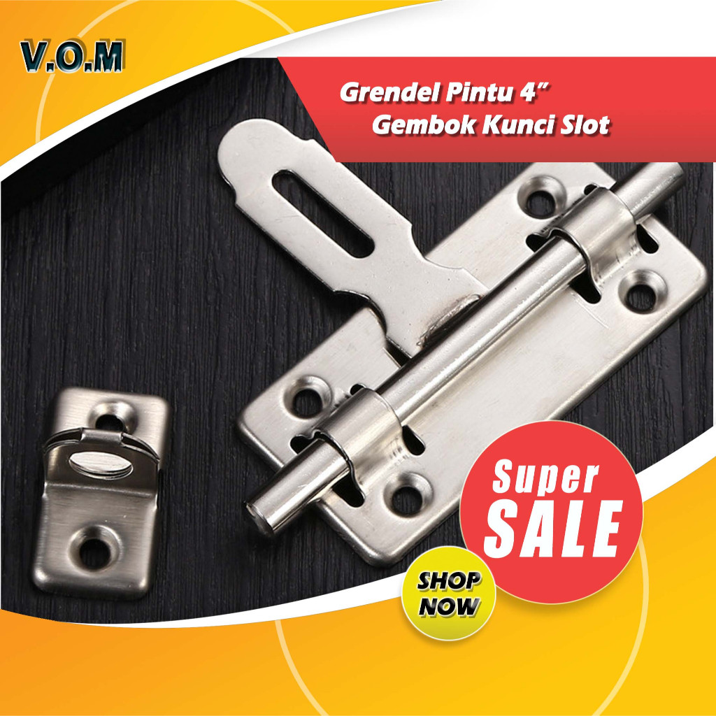 Jual Grendel Pintu 4” Tebal Berkualitas Gembok Kunci Slot Pintu Kamar ...