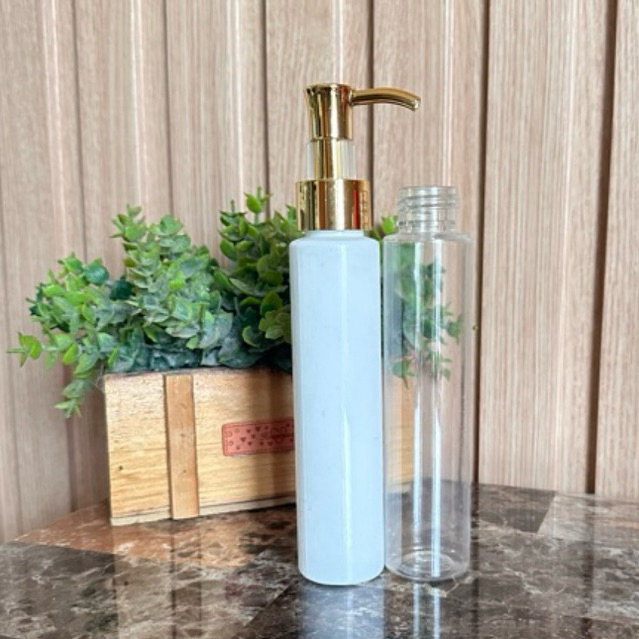 Jual botol 100 ml pet plastik RIO putih / bening pump lux gold | Shopee Indonesia