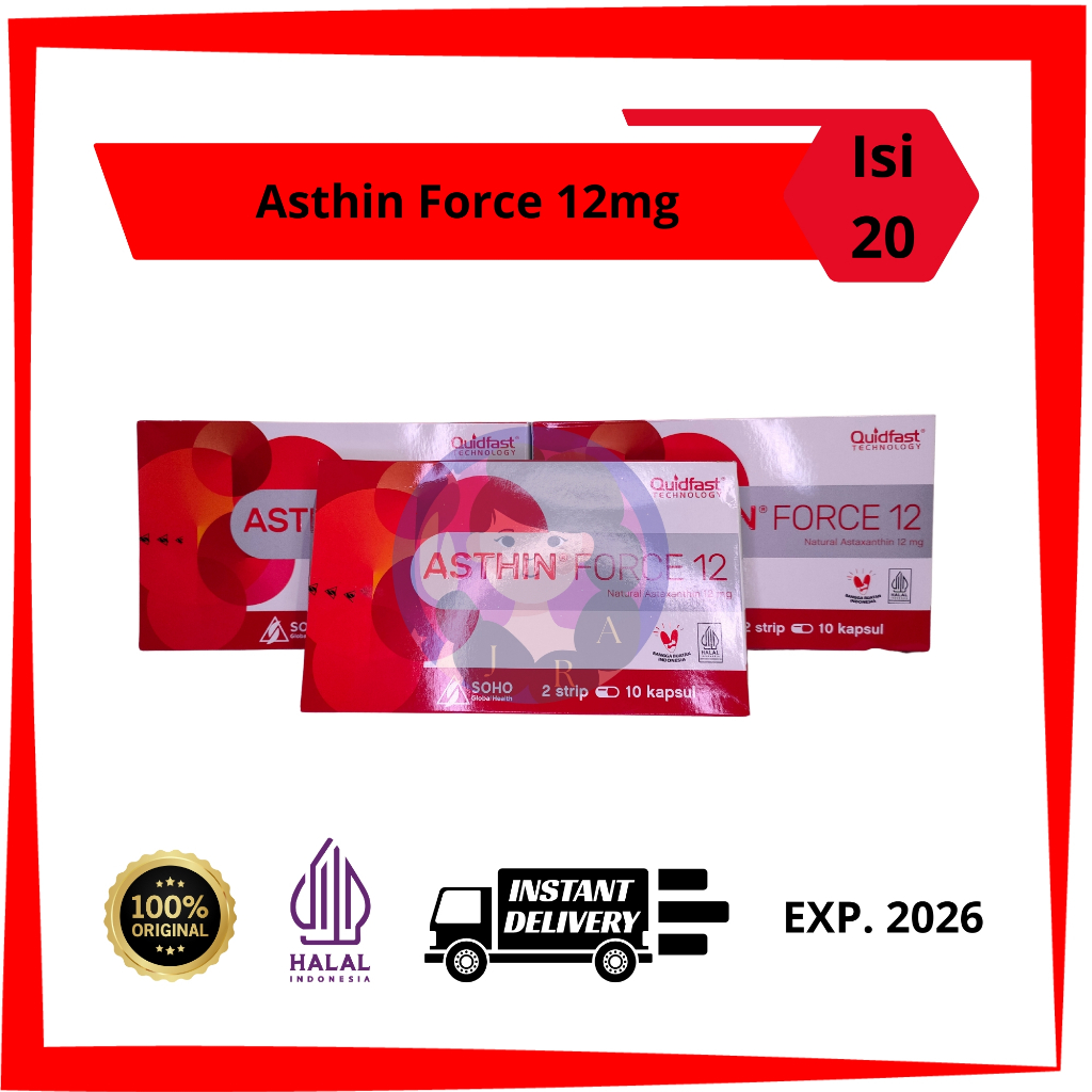 Jual ASTIN FORCE 12mg Natural Astaxanthin (10 Kapsul x 2 strip ...