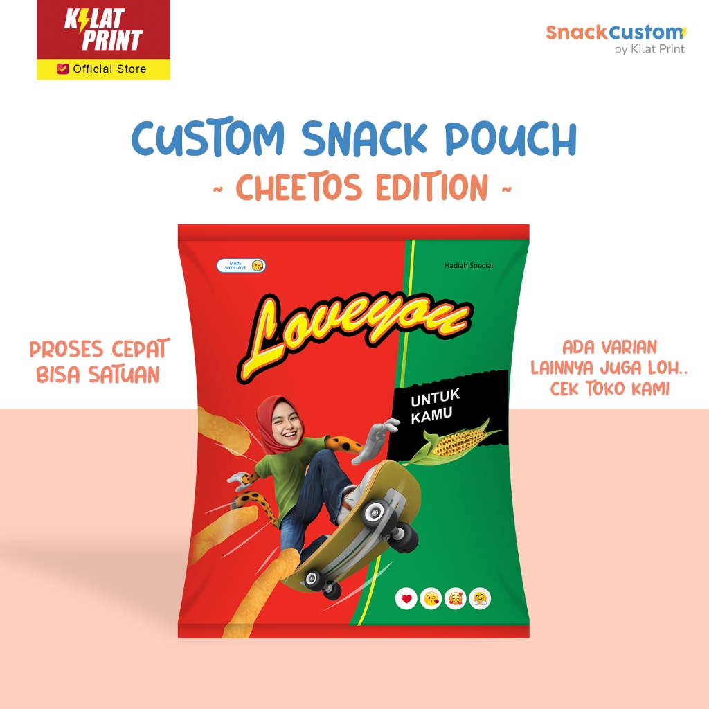 Jual Snack Custom Foto Teks Bungkus Pouch Jumbo Ala Cheetos | Shopee ...