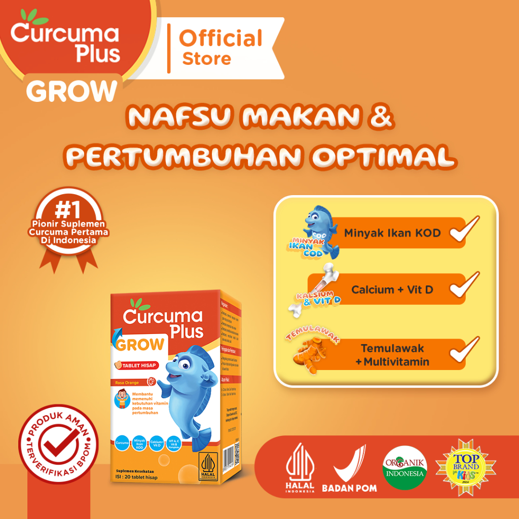 Jual Curcuma Plus Grow Vitamin Tablet Hisap Membantu Pada Masa ...