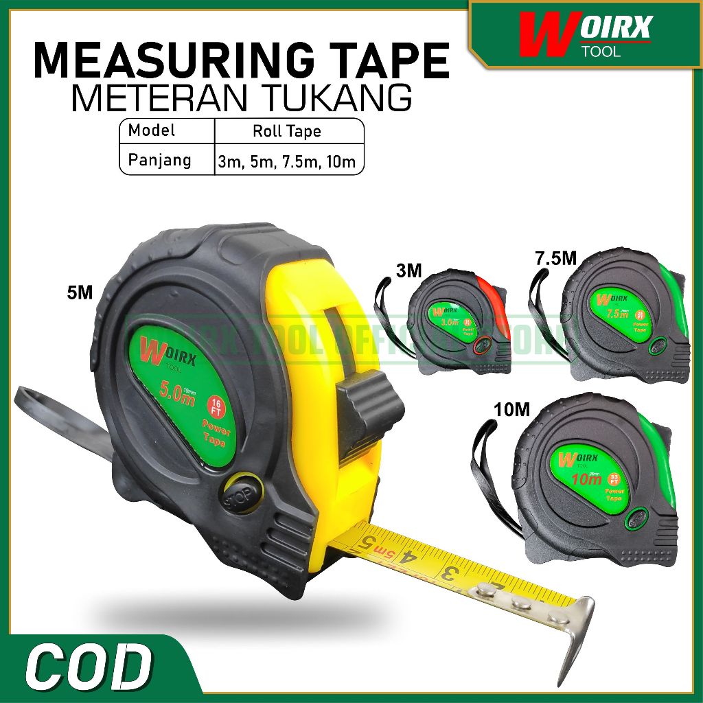 Jual WOIRX TOOL Meteran 3 5 7.5 10 Meter Meteran Bangunan Roll Karet ...