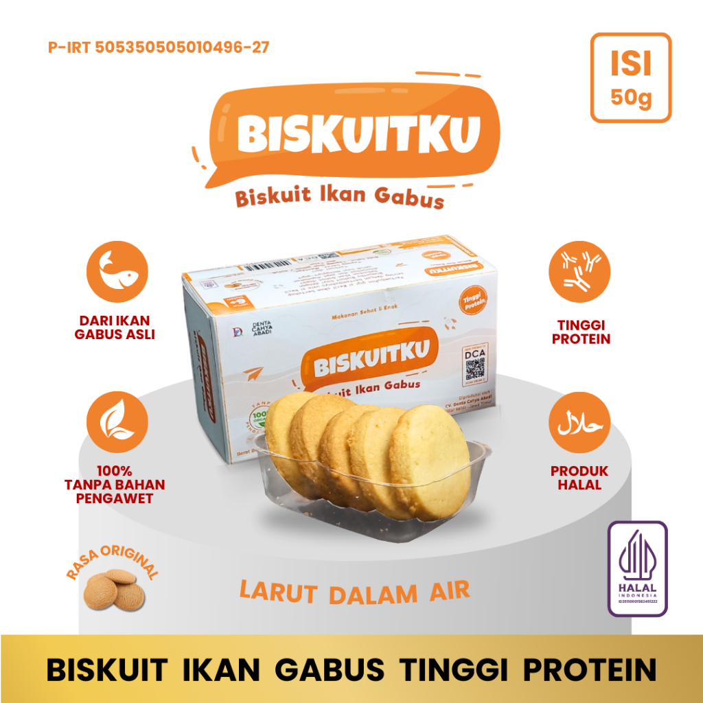 Jual Biskuitku Biskuit Ikan Gabus/ Kutuk untuk Semua Umur 50 Gr Rasa ...