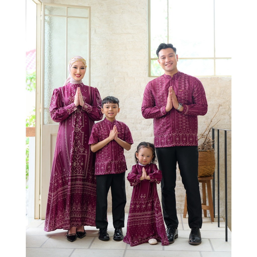 Jual Kamima - Family Set - Janna Series in Burgundy | Shopee Indonesia