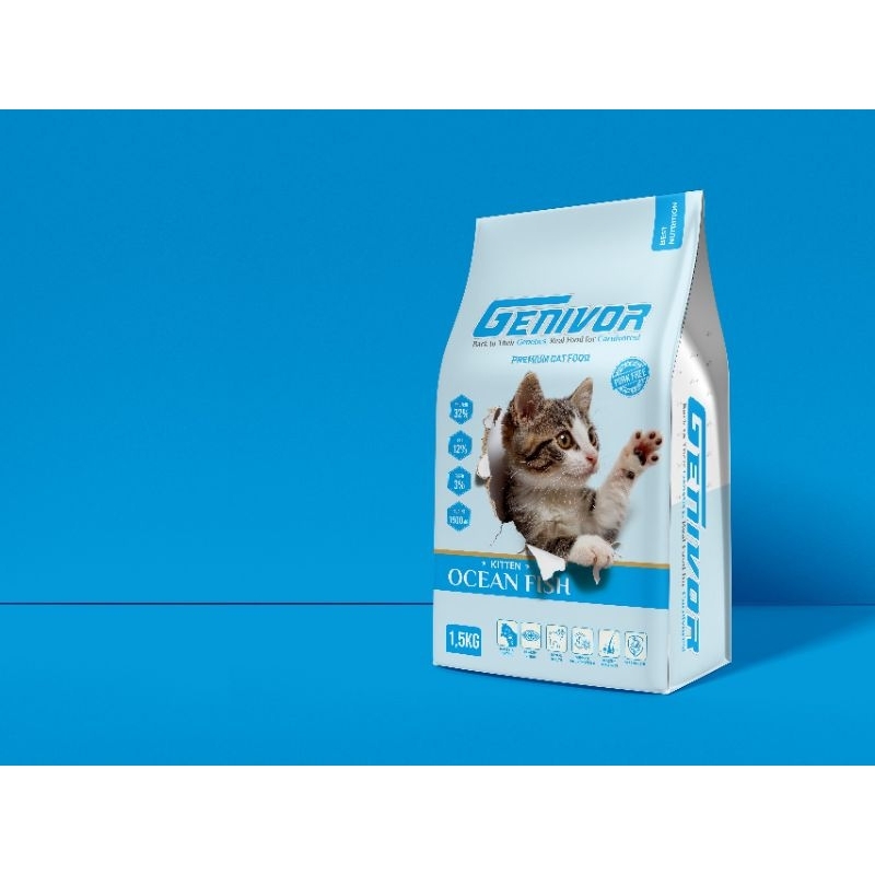 Jual Premium Cat Food Genivor Kitten Ocean Fish 1,2kg | Shopee Indonesia