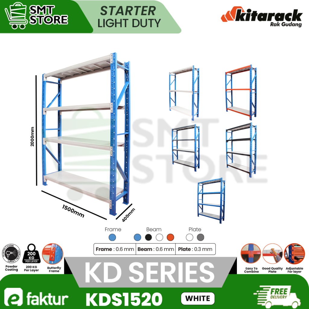 Jual KITARACK KDS1520 STARTER Rack 200KG 4 Layer Rak Gudang Besi ...
