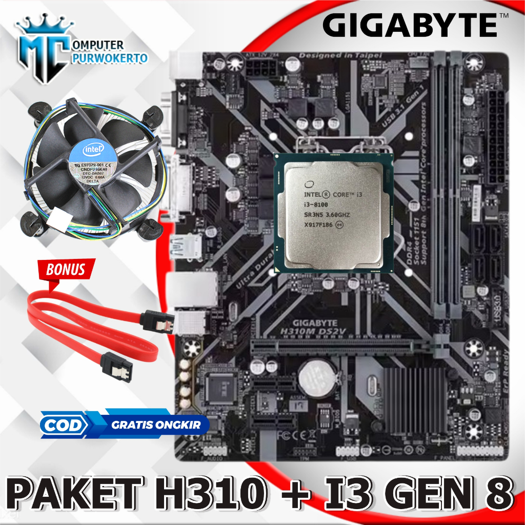 Jual Mainboard Mobo Motherboard H310 Intel Lga 1151 + Processor Intel i3 Gen 8 + Ram Pc DDR4 ...