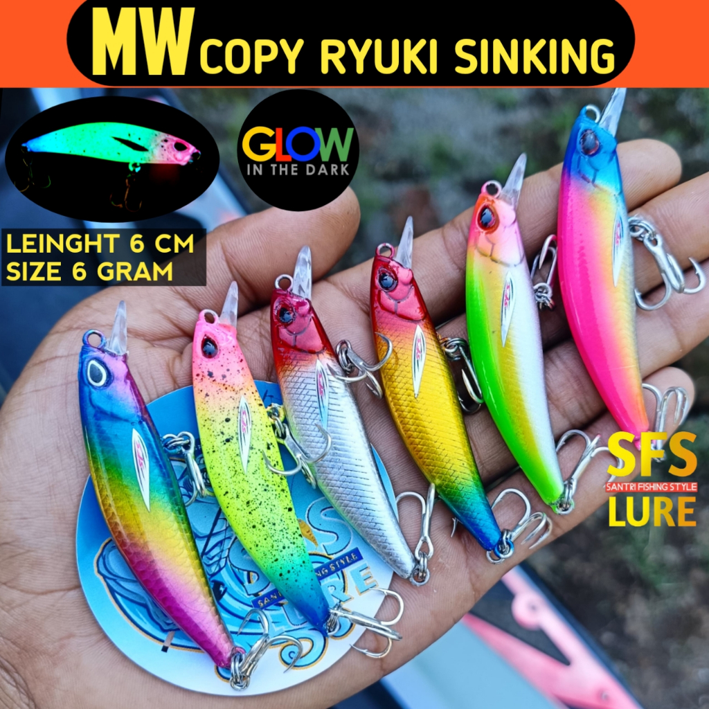 Jual Minnow sinking minnow ryuki 60s premium plus trible 4x strong ...