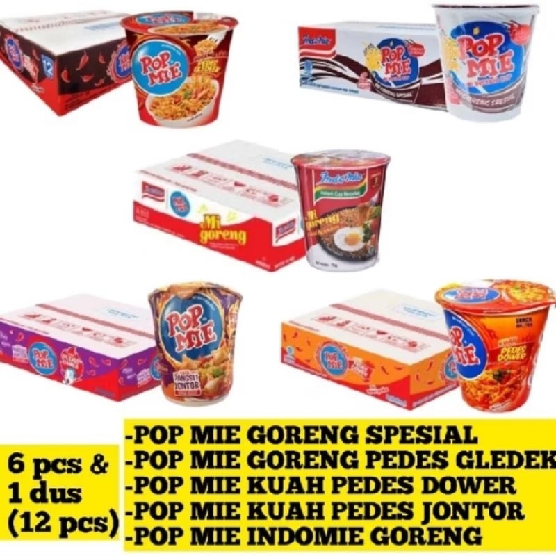 Jual POP MIE GORENG/KUAH PEDAS GLEDEK RASA PEDAS 1 DUS ISI 12 PCS ...