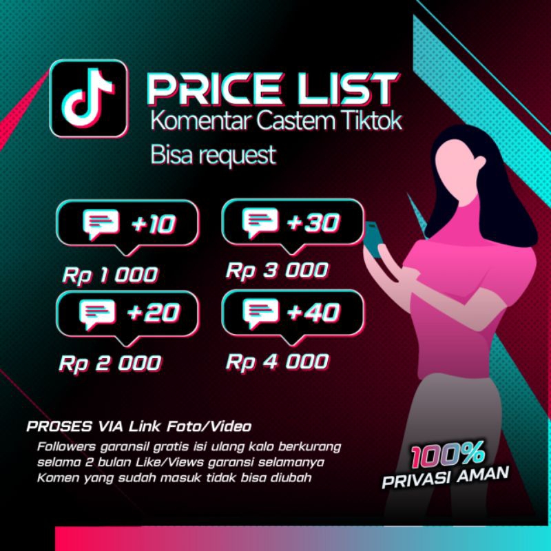Jual Price List Tiktok Komen bebas request/custom,komen bebas di atur mau di komen apa aja ...
