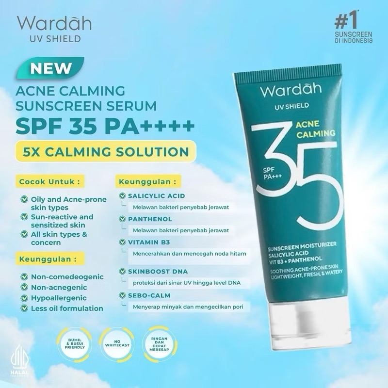Jual Wardah - UV Shield Acne Calming Sunscreen Moisturizer SPF 35 ...