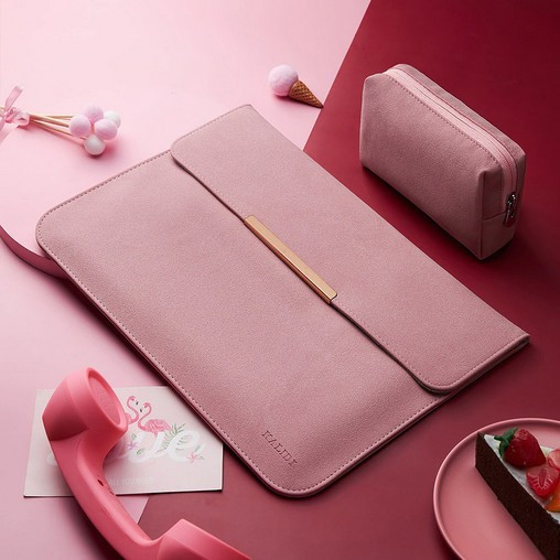 Jual Macbook Pro M4 2024 14 Inch Tas Sleeve Leather Pink Cover Stand ...