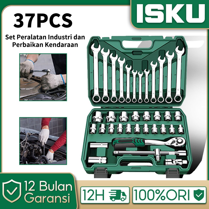 Jual ISKU Tool kit Set alat Kunci Sok set 37pcs/kunci pas Set 12pcs 8 ...