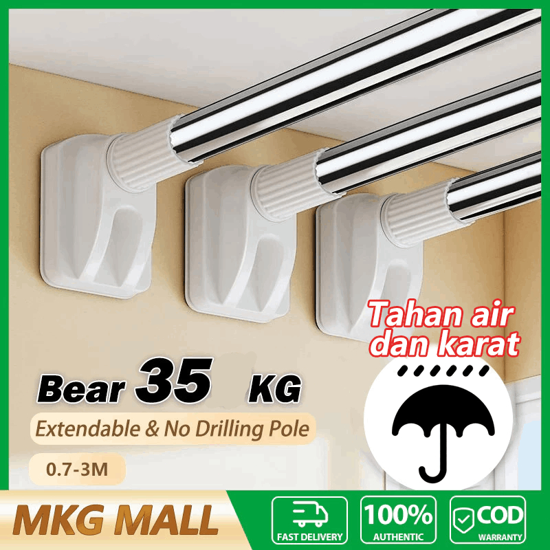 Jual Tiang Gantungan Pakaian Multifungsi 50-300cm Stainless Steel Clothes Rail/Tiang Pipa ...