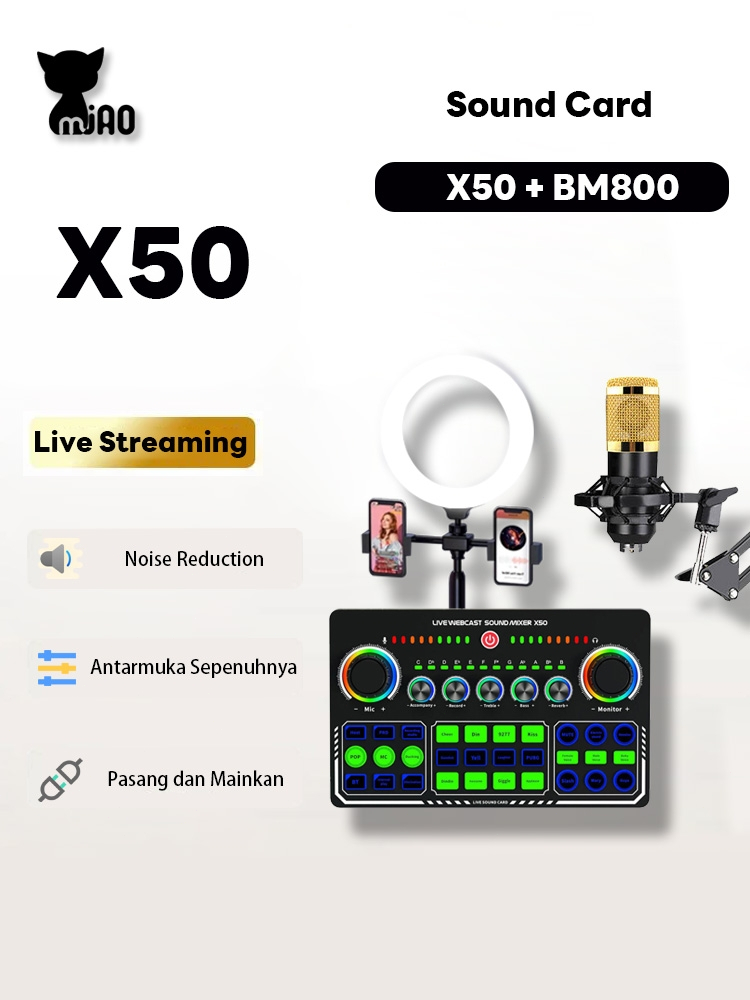 Jual Soundcard X50 Mixer Bluetooth Live Streaming Mixer Mini Audio Mic ...