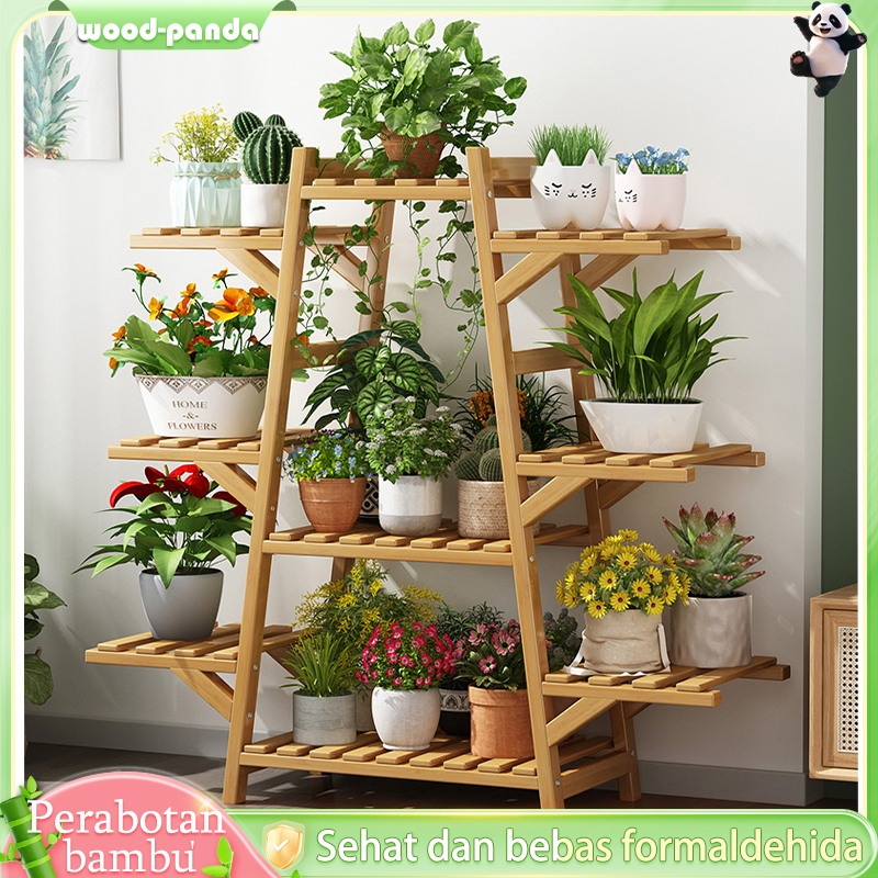 Jual Rak Bunga Rak standing pot Susun Rak serbaguna Rak Bambu stand ...