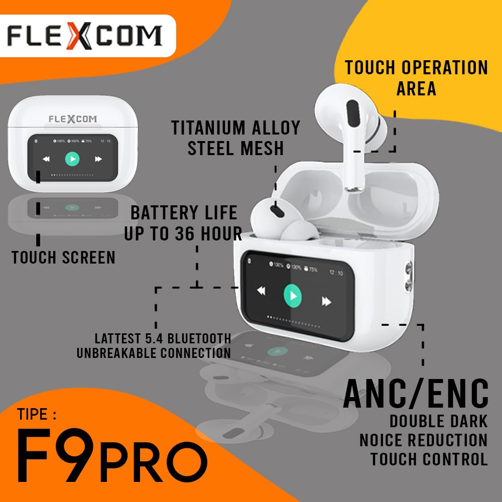 Jual FLEXCOM ANC/ENC F9PRO Touch Control Bluetooth | Shopee Indonesia