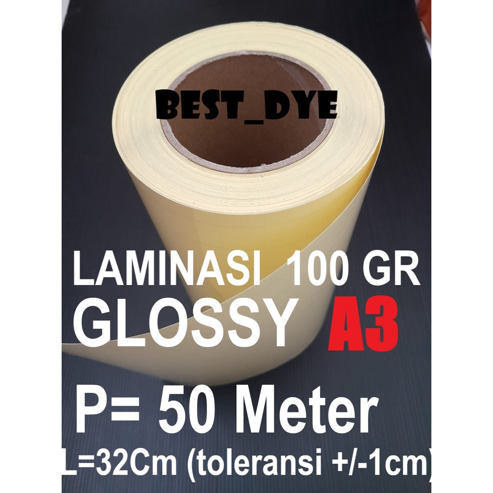 Jual Plastik Laminasi Dingin GLOSSY 100 GR, A3= 32 Cm x 50 Meter, Roll ...