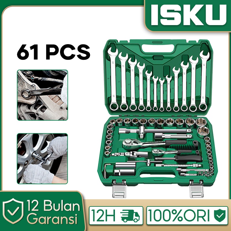 Jual Isku Kunci Shock Set Alat Kunci Pas 61 Potong Wrench Ring Wrench ...