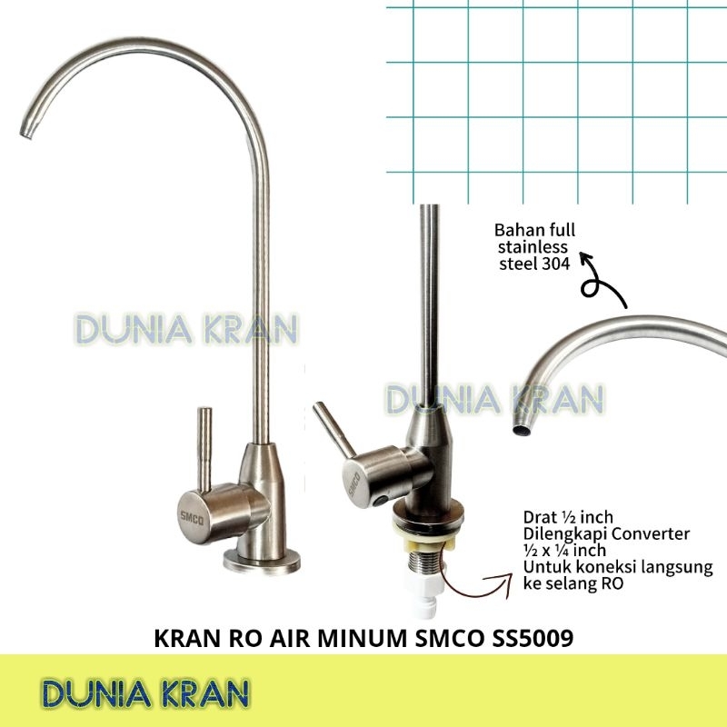 Jual KRAN RO AIR MINUM STAINLESS 304 REVERSE OSMOSIS DRINKING FAUCET ...