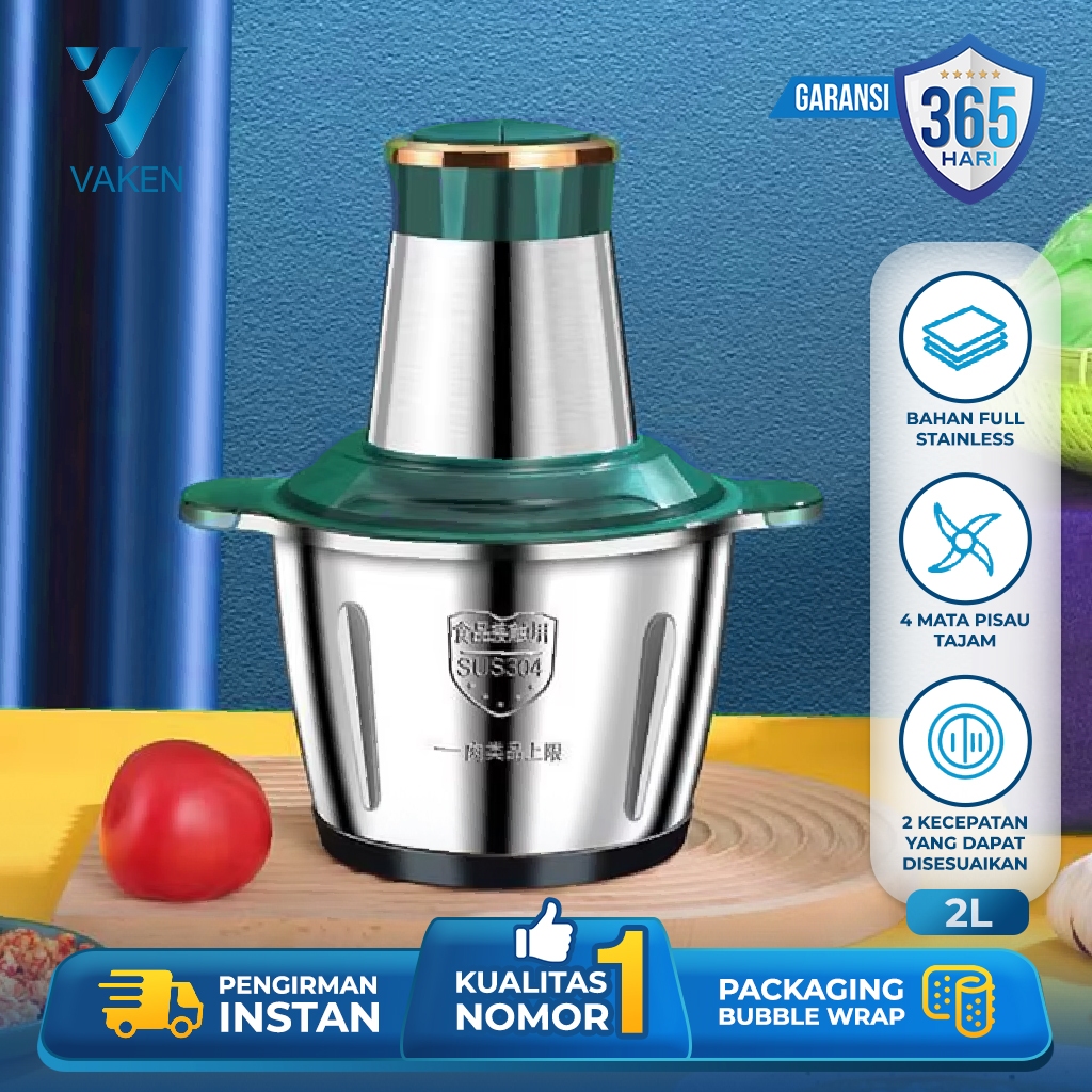 Jual Vaken Chopper Daging Bumbu Halus Masak Stainless Hemat Daya 4 Mata ...