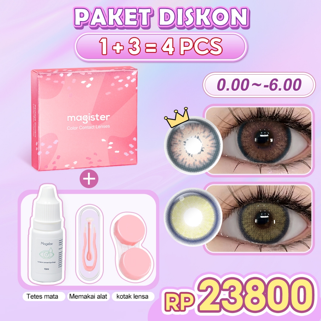 Jual Magister Softlens Minus 4 Item Paket kombinasi Brown 14 MM kontak ...