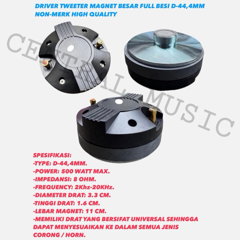Jual DRIVER TWEETER MAGNET BESAR FULL BESI D-44,4MM NON-MERK HIGH ...