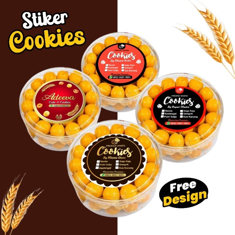 Jual ( minimal order 100 pcs ) Stiker Cookies Stiker Kue Kering Stiker ...