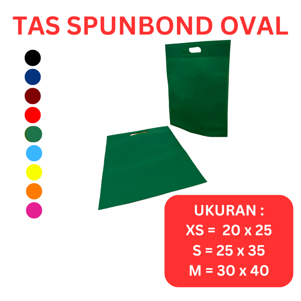 Jual Totebag Polos Oval Bahan Tas Spunbond | Goodie Bag Tas Kado Warna ...