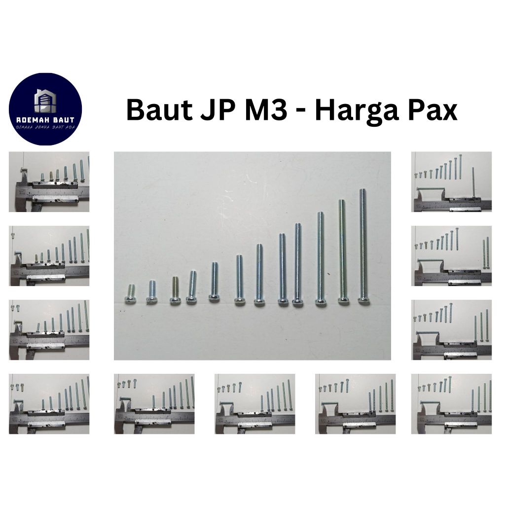 Jual Baut Kepala Obeng - Baut JP M3 - Harga Pax | Shopee Indonesia