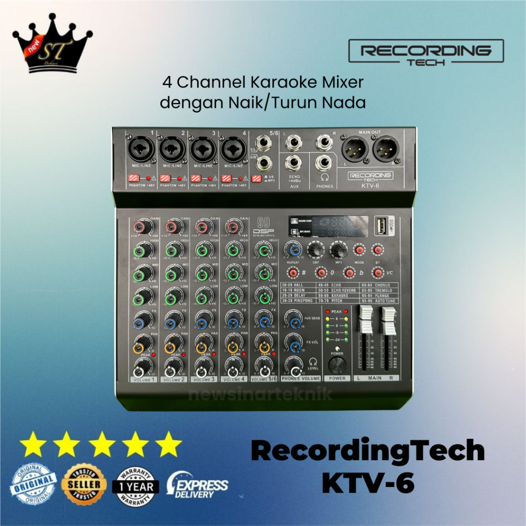 Jual Recording Tech KTV6 KTV-6 Mixer Audio Rubah Nada Hilang Vokal ...