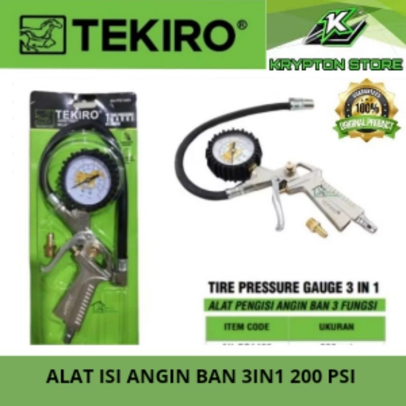 Jual Tekiro inflator alat isi angin ban 3in1 untuk angin 200 psi (100 ...