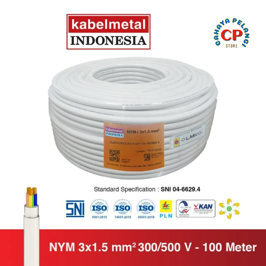Jual Kabel Metal Indonesia NYM 3x1.5 3x1,5 mm Kawat Tembaga SNI LMK - 100 Meter 100m | Shopee ...