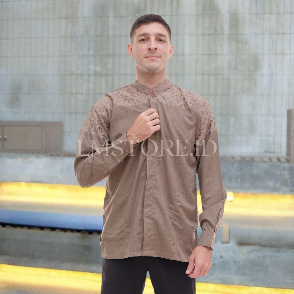 Jual Lmstore.id Baju Kemeja Koko Pria Dewasa Atasan Muslim Lengan Panjang Matt Polyester Premium ...